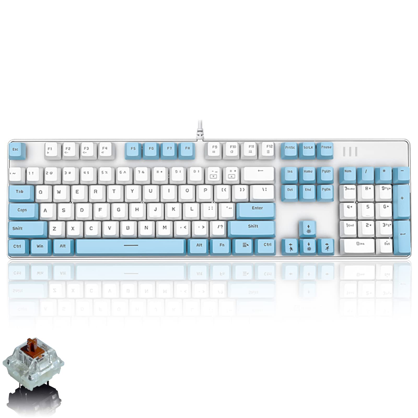 Buy Mechanical Keyboard Brown Switches with Blue LED Backlit, Blue ...