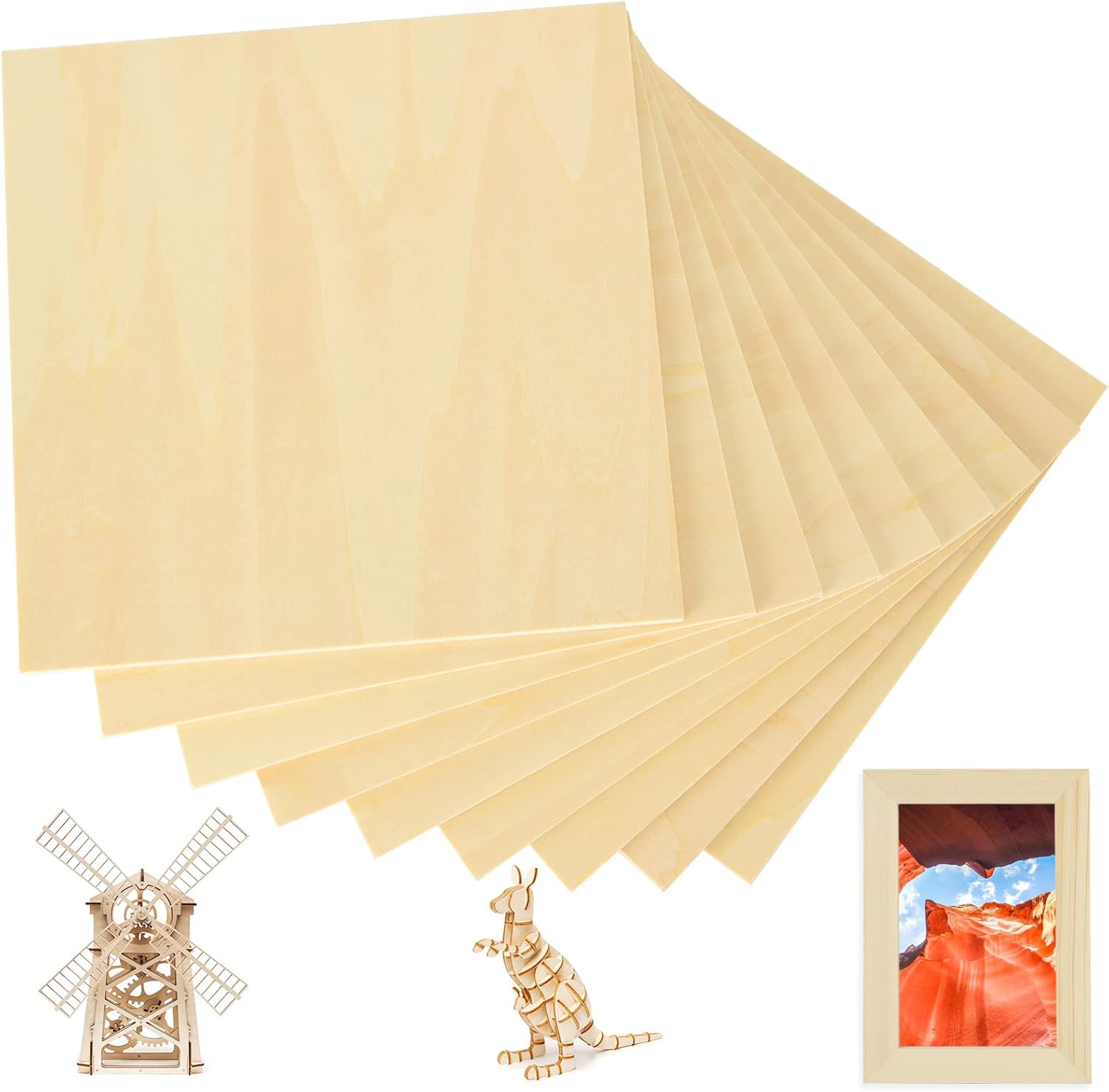Amazon.com: 12Pcs 8x8x1/4 Inches Basswood Sheets, Unfinished Basswood ...