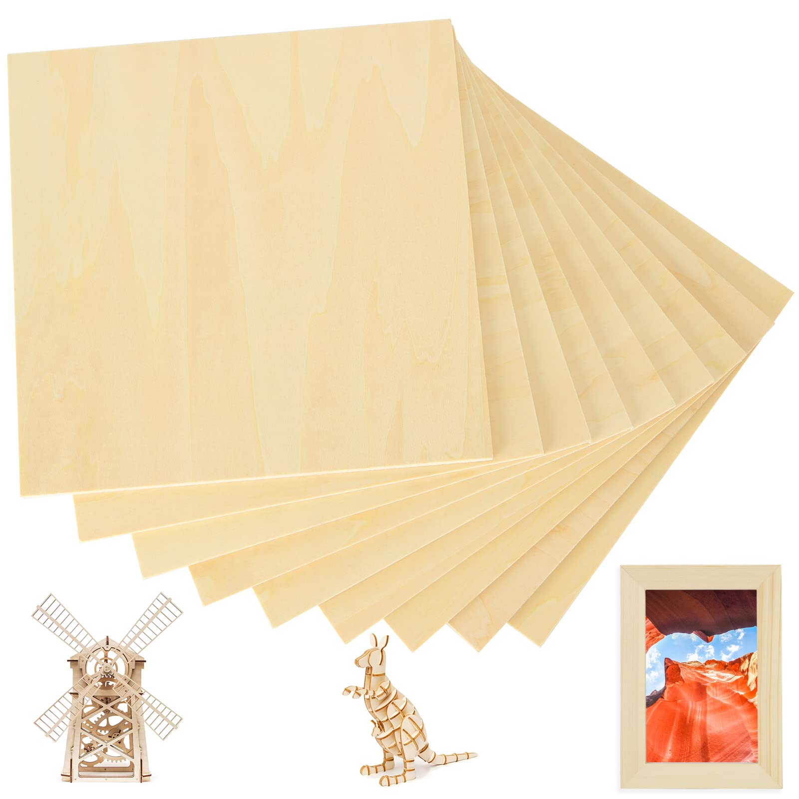 Snapklik.com : 12Pcs 8x8x1/4 Inches Basswood Sheets, Unfinished ...