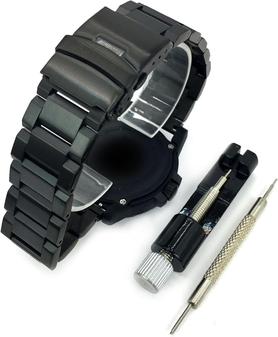 ARMER STRAPS Black 19mm Metal Replacement Watch Band Compatible with ...