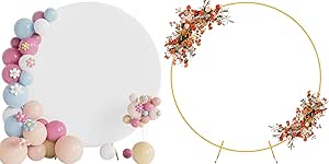 Amazon.com : Gold Round Stand and White Round Backdrop Cover Bundle 6FT ...