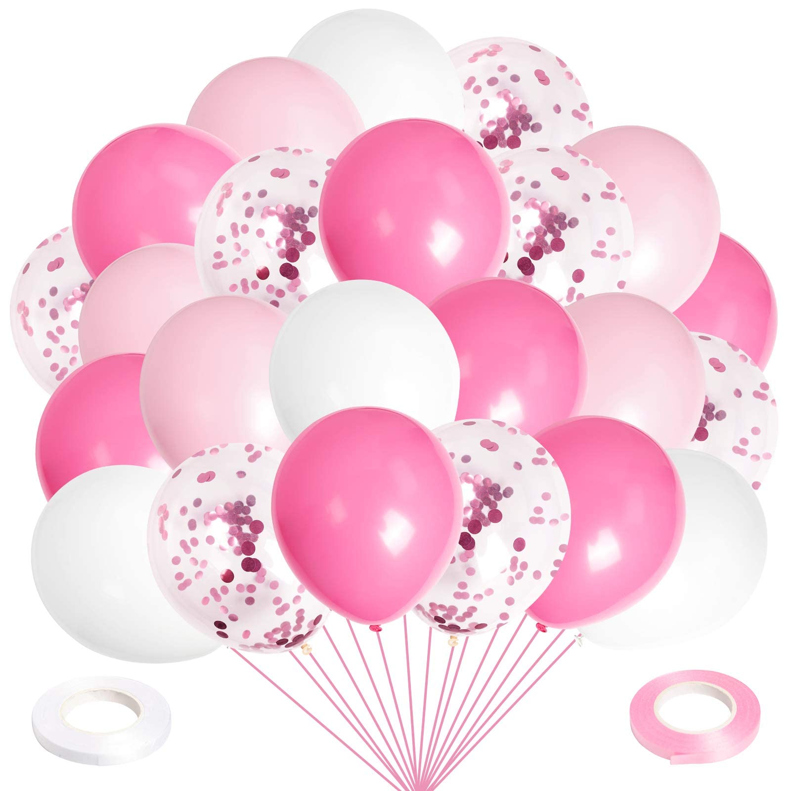 Amazon.com: 100pcs 12Inch Pink Balloons Hot Pink Light Pink White and ...