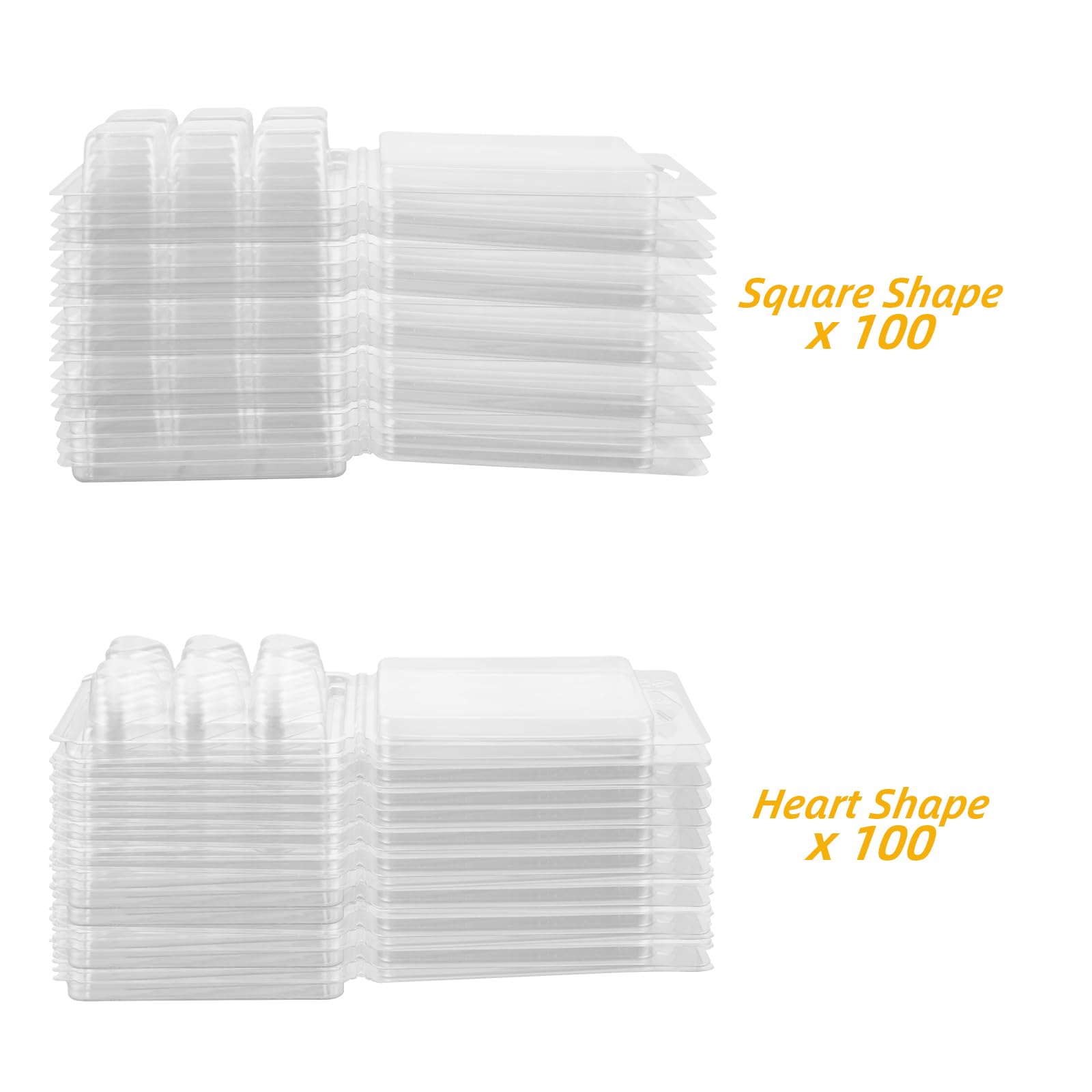 Snapklik.com : 200 Pack Wax Melt Clamshells, 6-Cavity Clear Plastic Wax ...