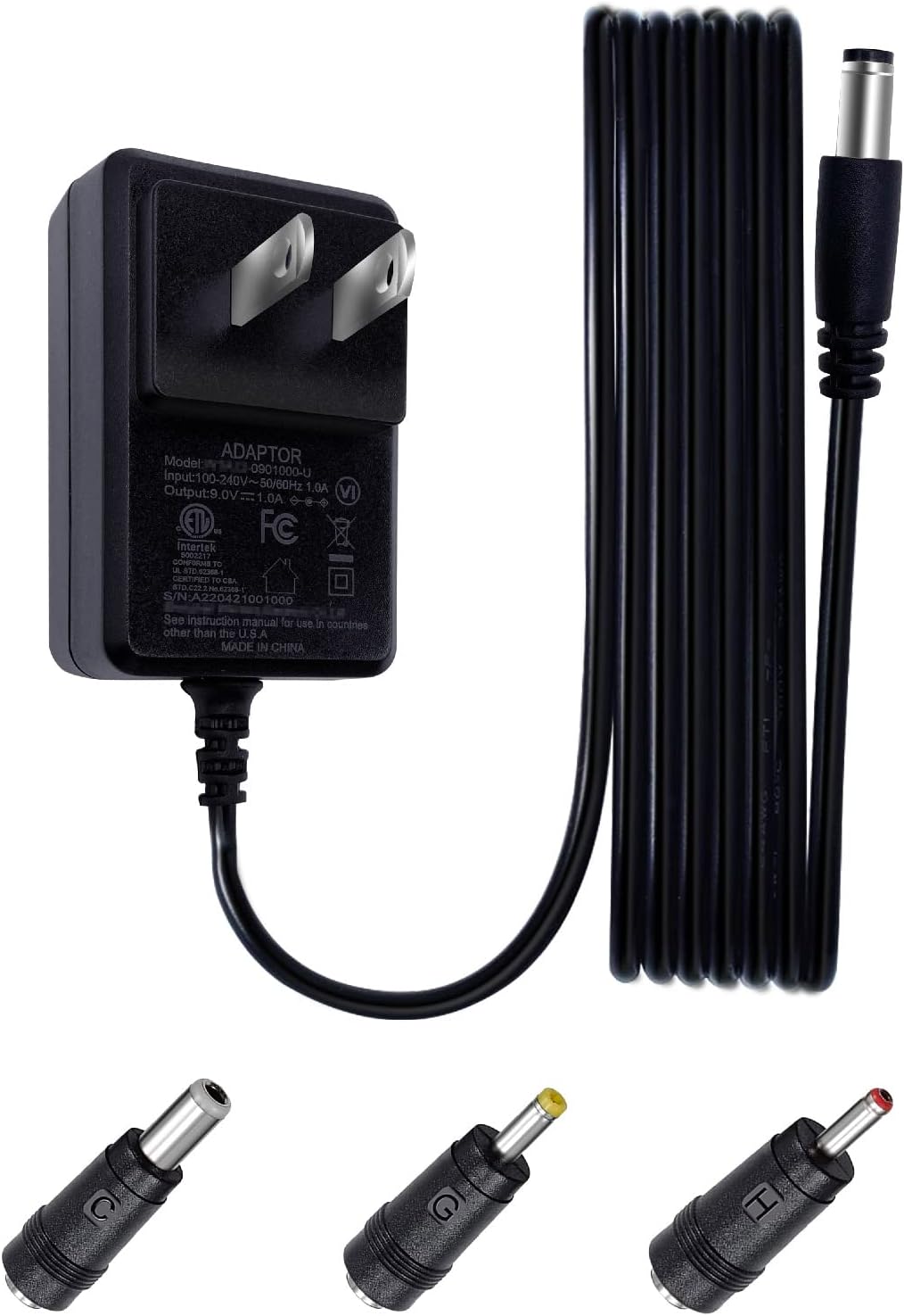 Amazon.com: 9Vdc Power Supply Adapter, Compatible with 1A/1000mA, 0.5A ...