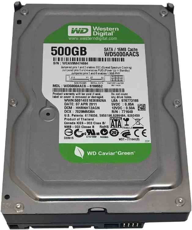 Amazon.com: Western Digital Caviar Green WD5000AACS 500GB 5400 to 7200 ...