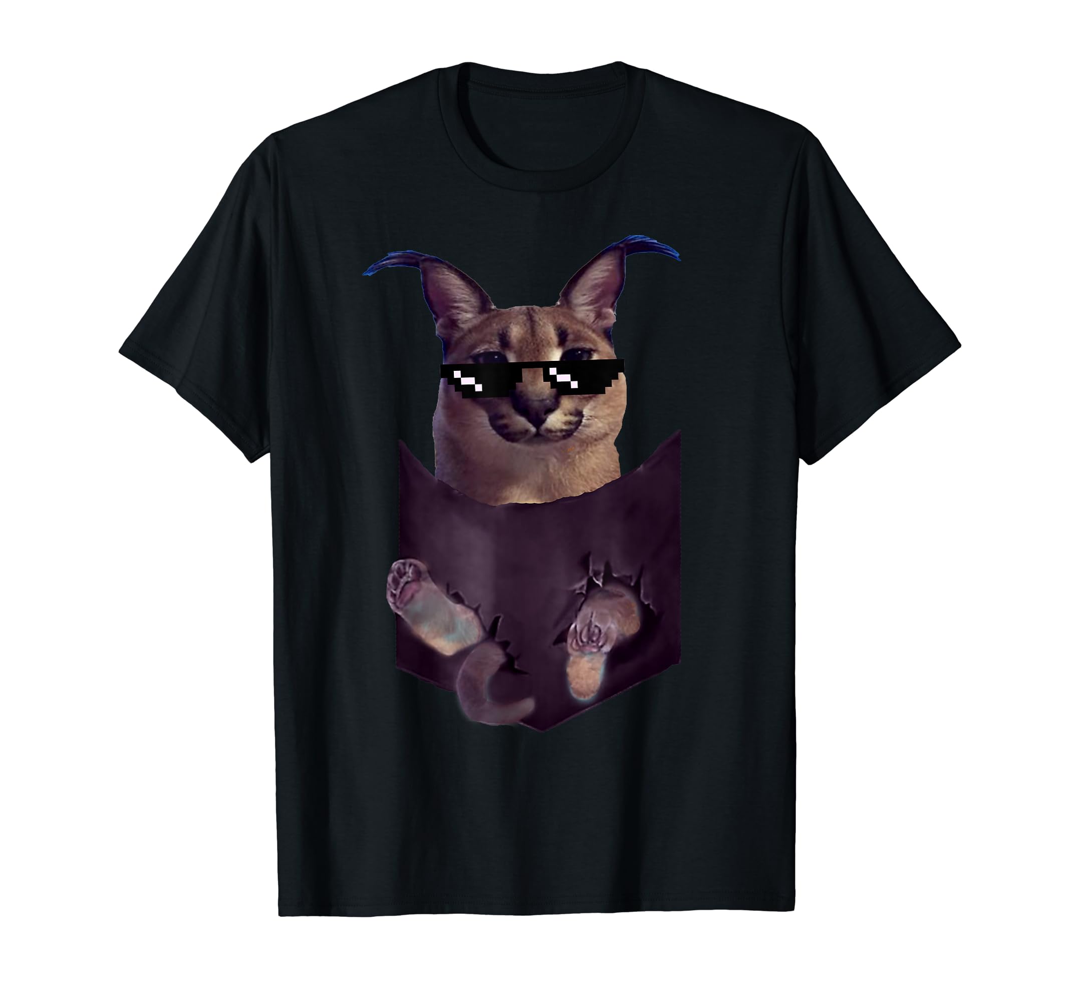 Amazon.com: Big Floppa Meme caracal Cat in pocket T-Shirt : Clothing ...