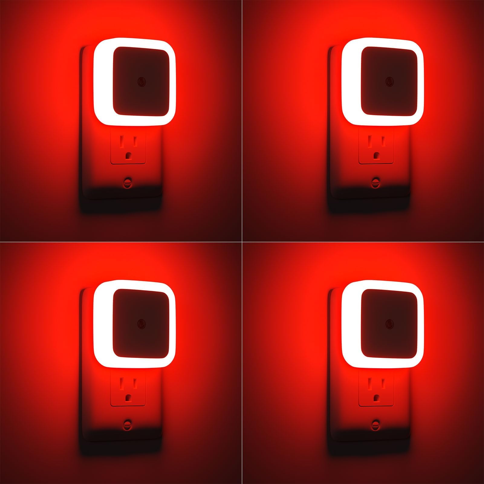 Elsent [ Pack of 4 ] Real Red LED Night Lights, Plug into Wall Lights ...