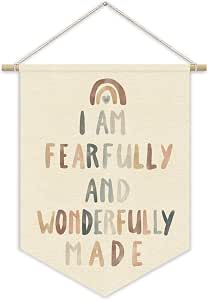 Amazon.com: XYDEG Christian Nursery Wall Art Canvas Banner,Fearfully ...