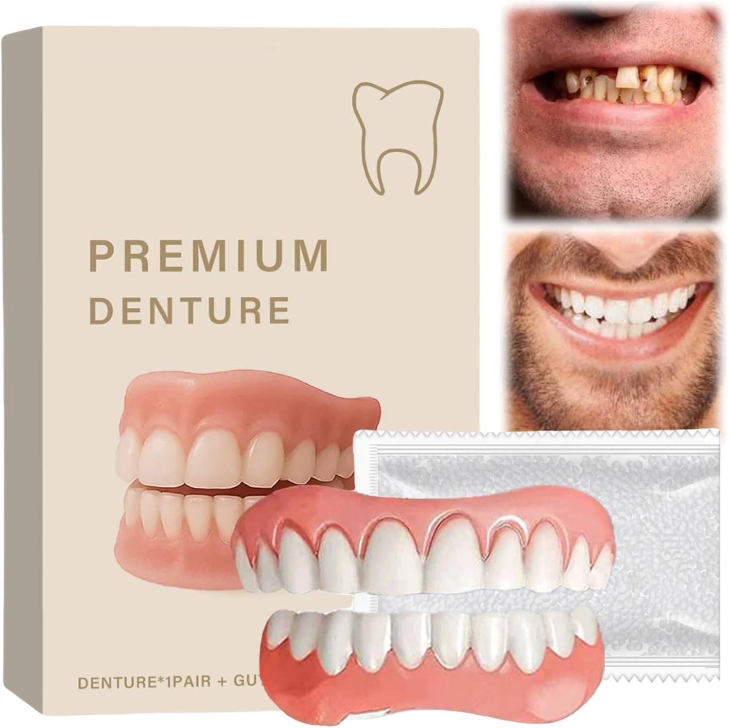 Premium Denture,Soft Silicone Reline Denture Set,False Teeth Set ...