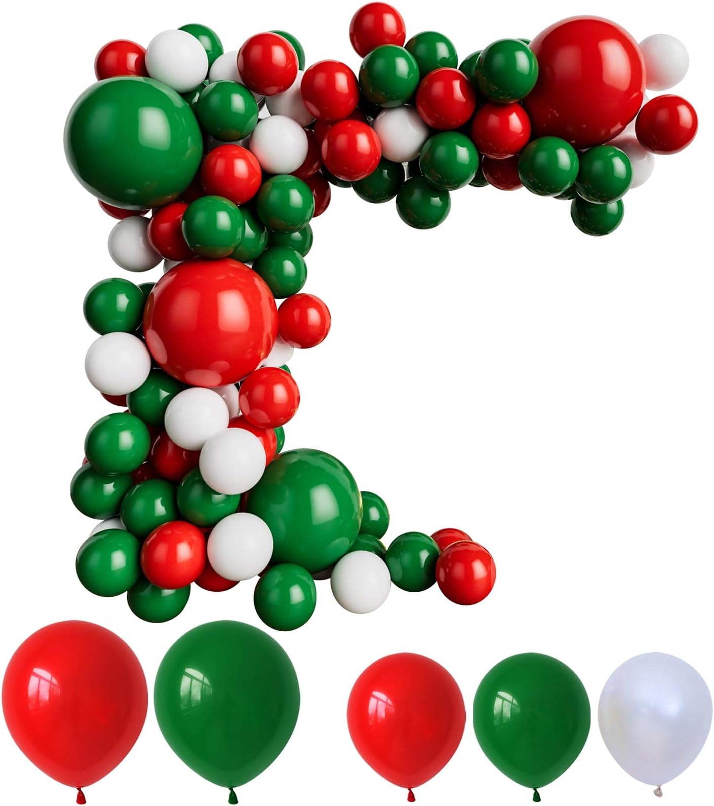 Amazon.com: 16ft Christmas Balloon Arch Kit - 12in Green Red White Latex Balloon Garland DIY ...