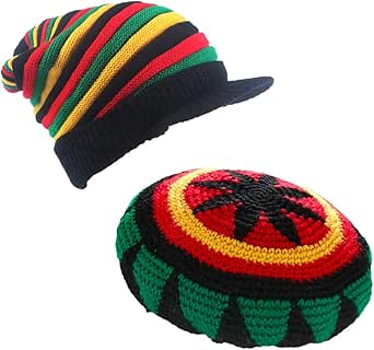 Amazon.com: ZffXH Rasta Hat, Men's Rainbow Wool Knit Reggae Jamaican ...