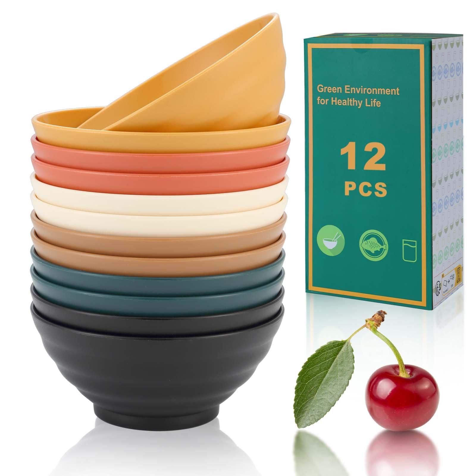 Amazon.com: Bestdin 12 Packs Plastic Bowls, 22 OZ Soup Bowls ...