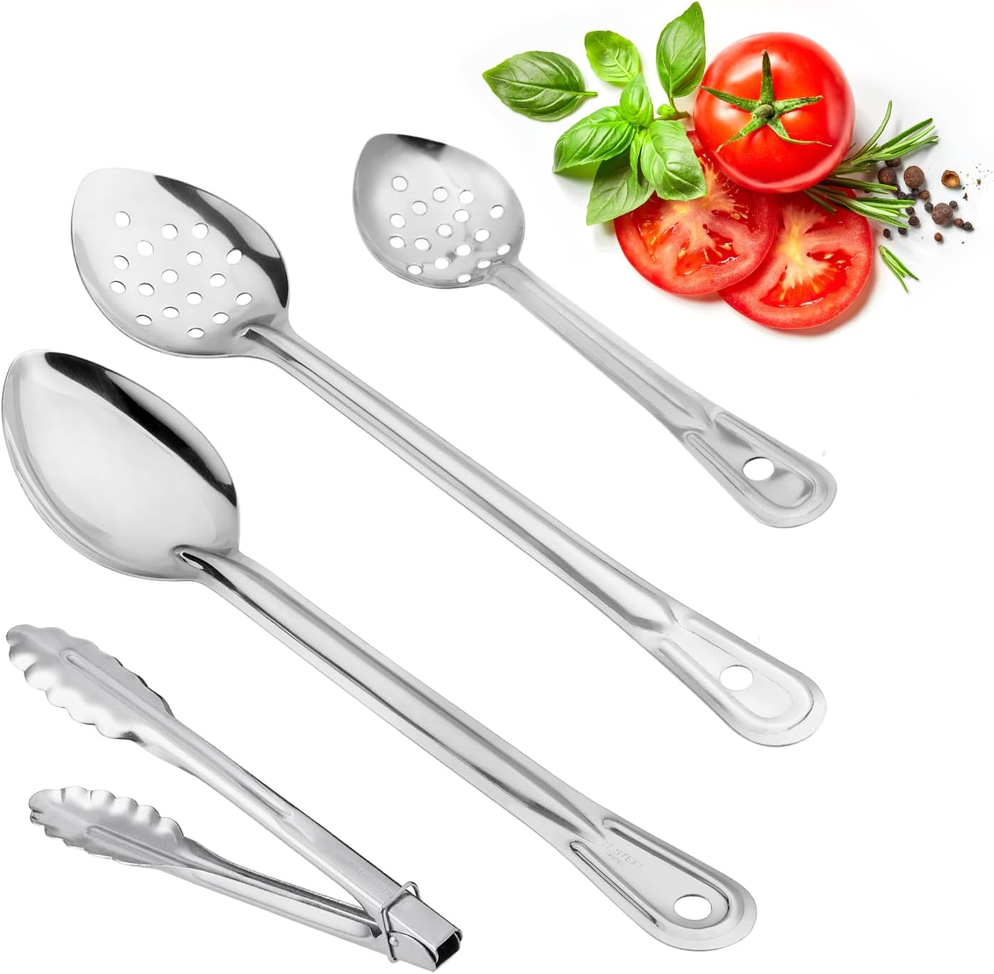 Amazon.com: Serving Utensils, Set of 4-15" Solid Spoon, 15" Perforated ...