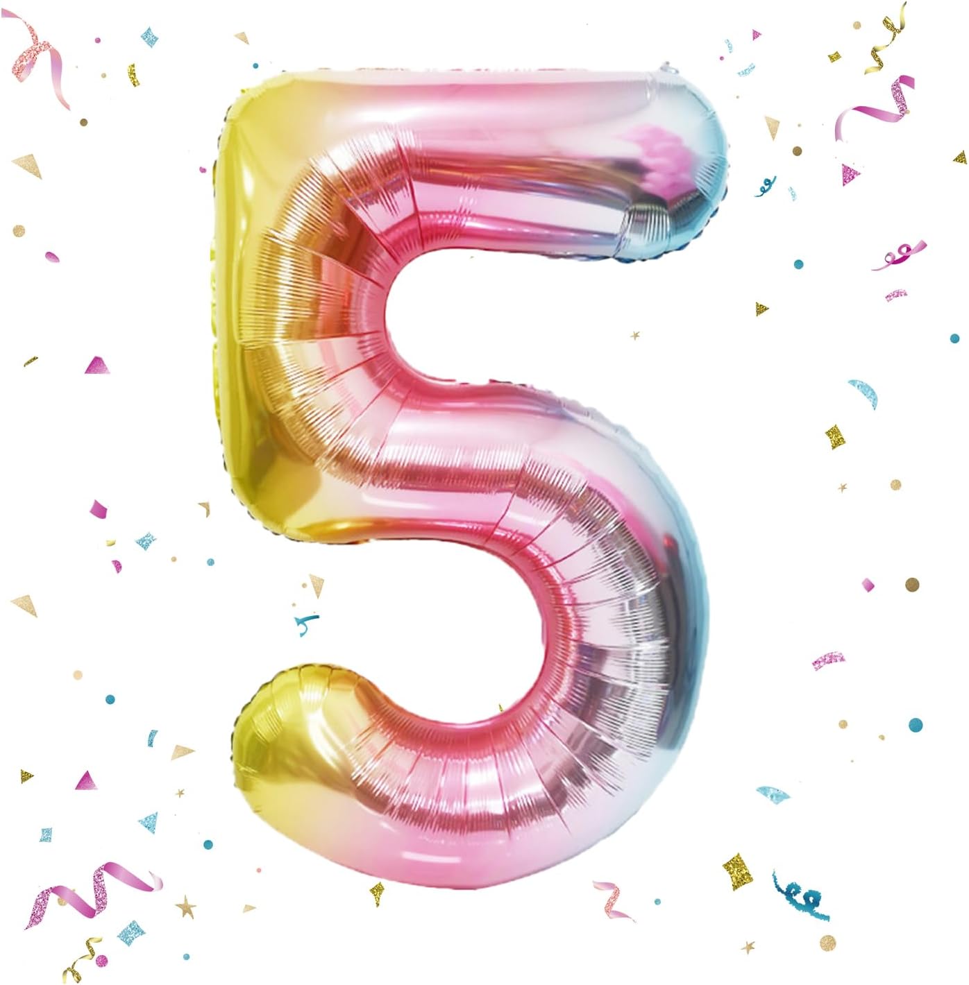 Amazon.com: 40 Inch Giant Rainbow Number 5 Balloons, Birthday Balloons ...