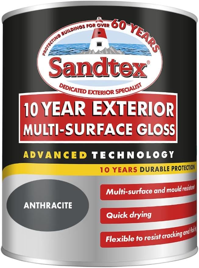 Sandtex 10 Year Exterior Multi Surface Gloss 750ml Anthracite : Amazon ...
