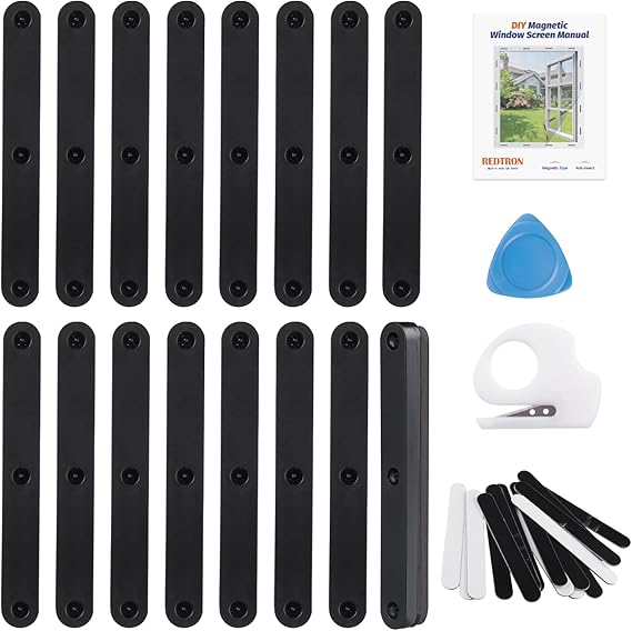 REDTRON Magnetic Strip Buckle Kit for Window Screen, 16 Pack Self ...