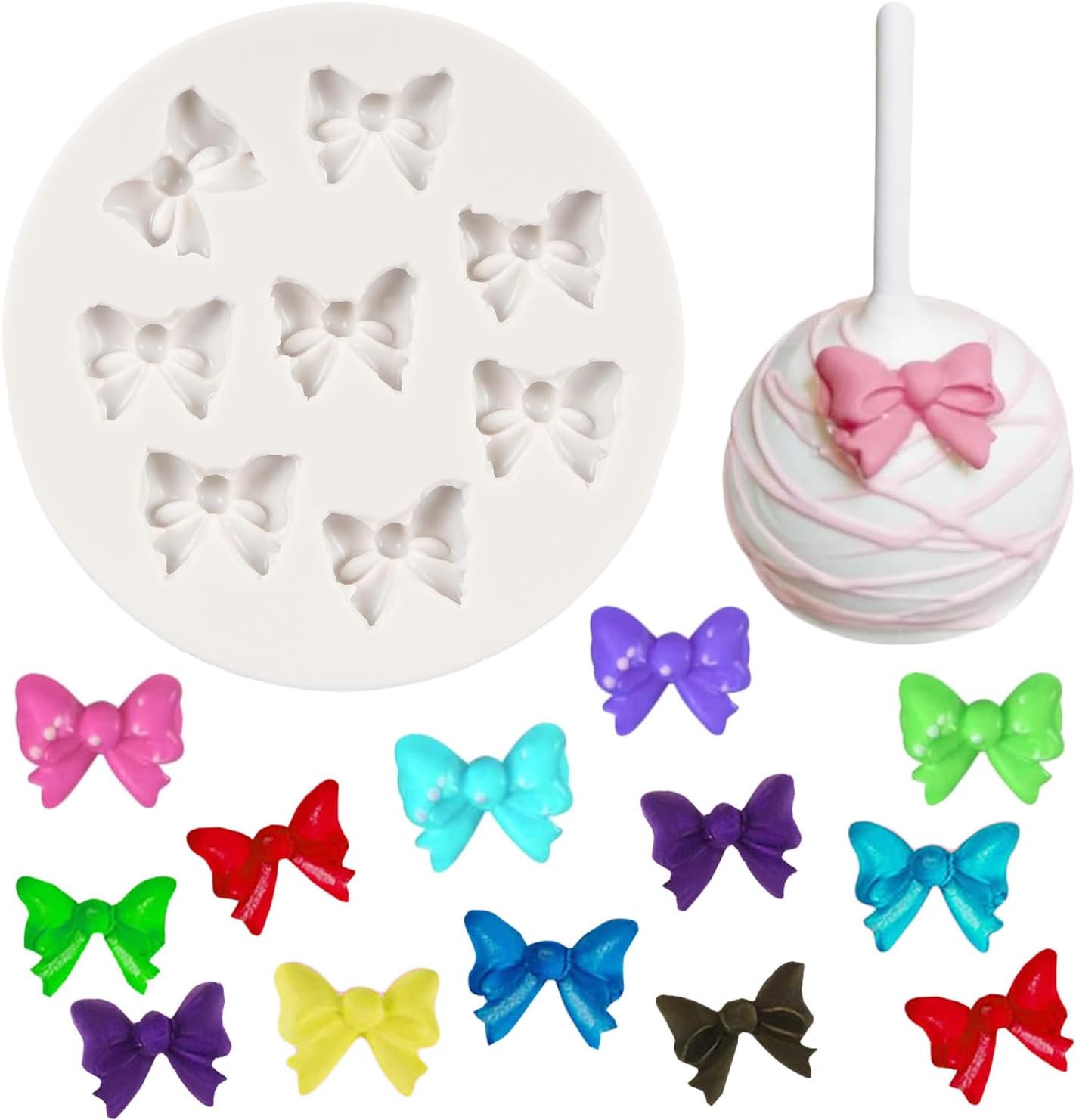 Amazon.com: QDMOLDS Mini Bows Silicone Fondant Molds Sugar Candy Cake ...