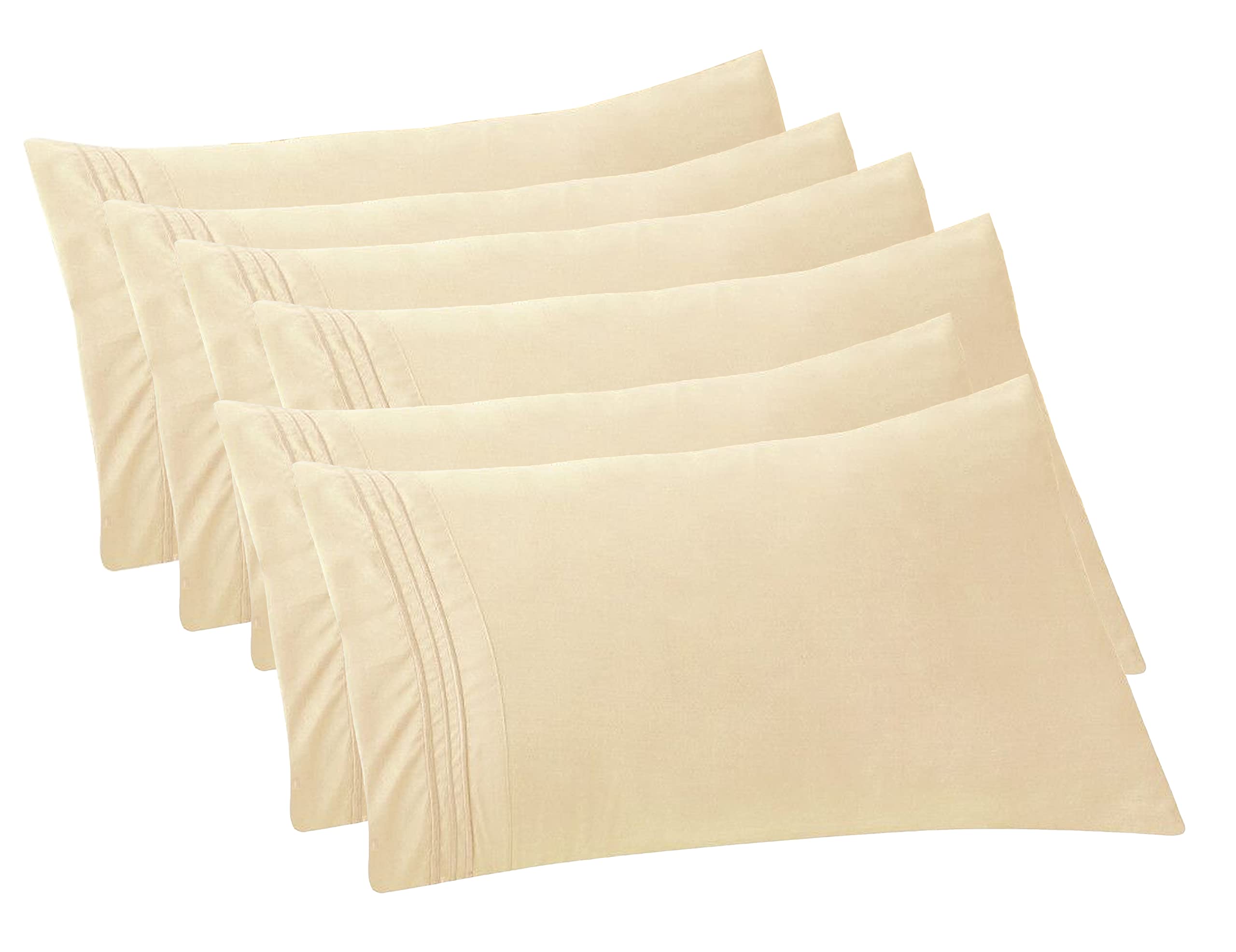 Amazon.com: Elegant Comfort 6-PACK Solid Pillowcases 1500 Premium Hotel ...