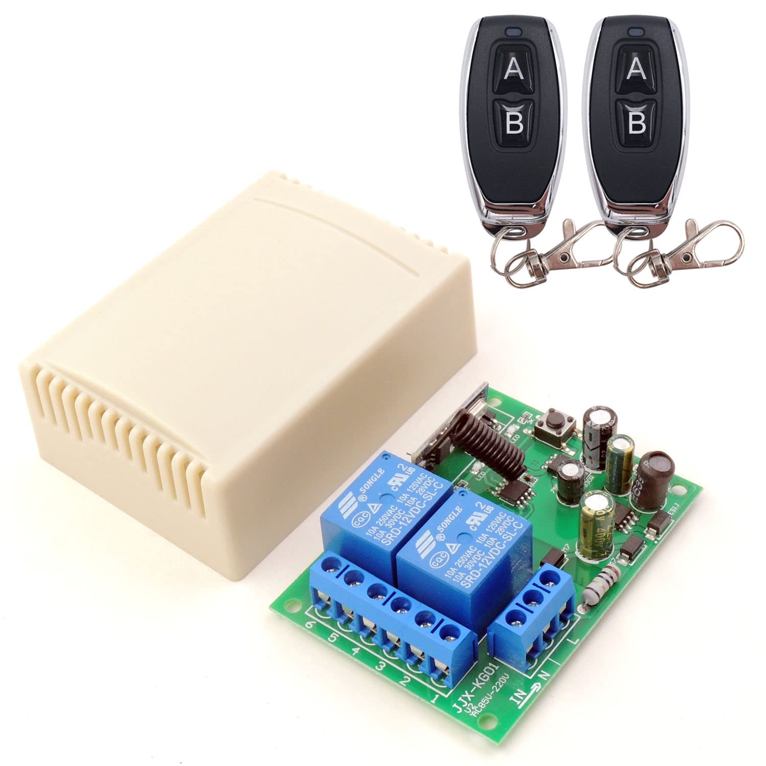 DieseRC 433Mhz RF Wireless Remote Switch, 2 Channels AC 110V/220V/230V ...