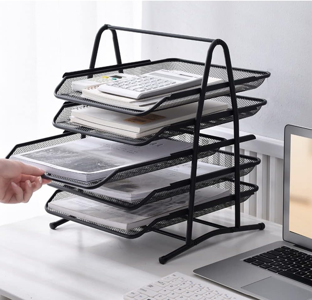Amazon.com: Komost Mesh Desk File Organizer, 5 Tier Desktop Sliding ...
