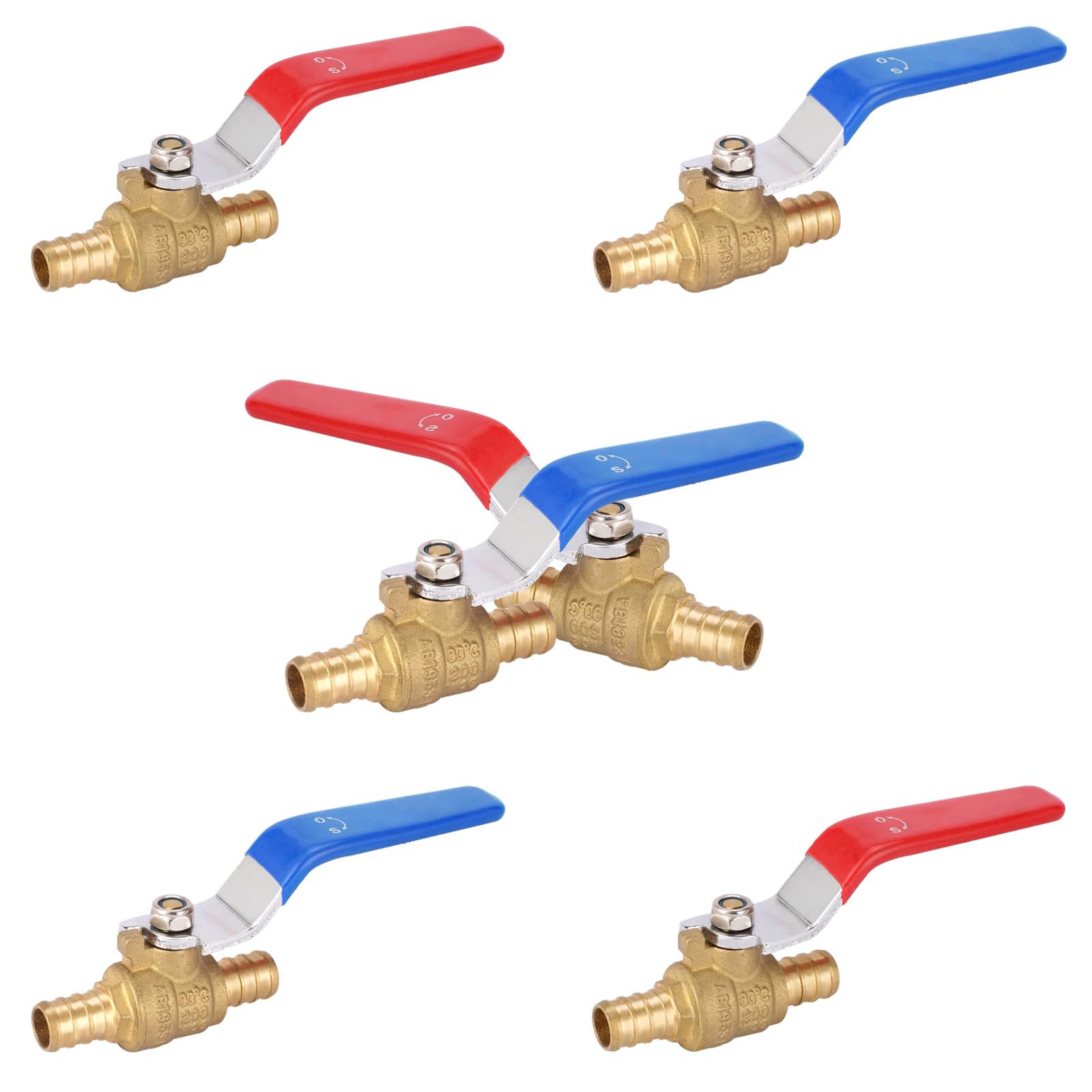 Amazon.com: HeSun 6-PCs 1/2 Inch PEX Ball Valves, 1/4 Turn Full Port ...