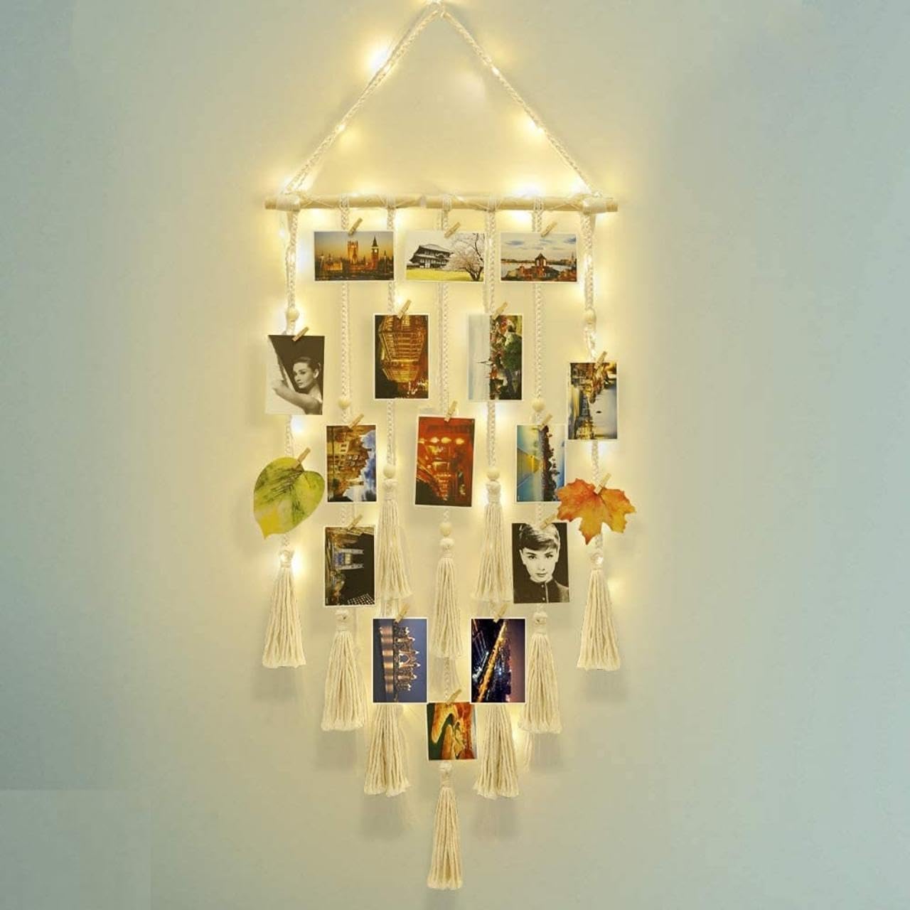 BIZYAC Instant Photo Display - Wall Hanging String with Clips - 3M Self ...