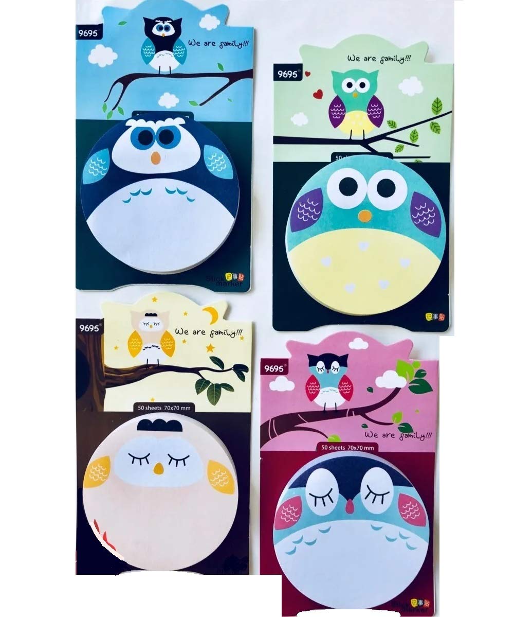 R H lifestyle 300 Sheets Owl Round Shape Sticky Notes Set Office ...