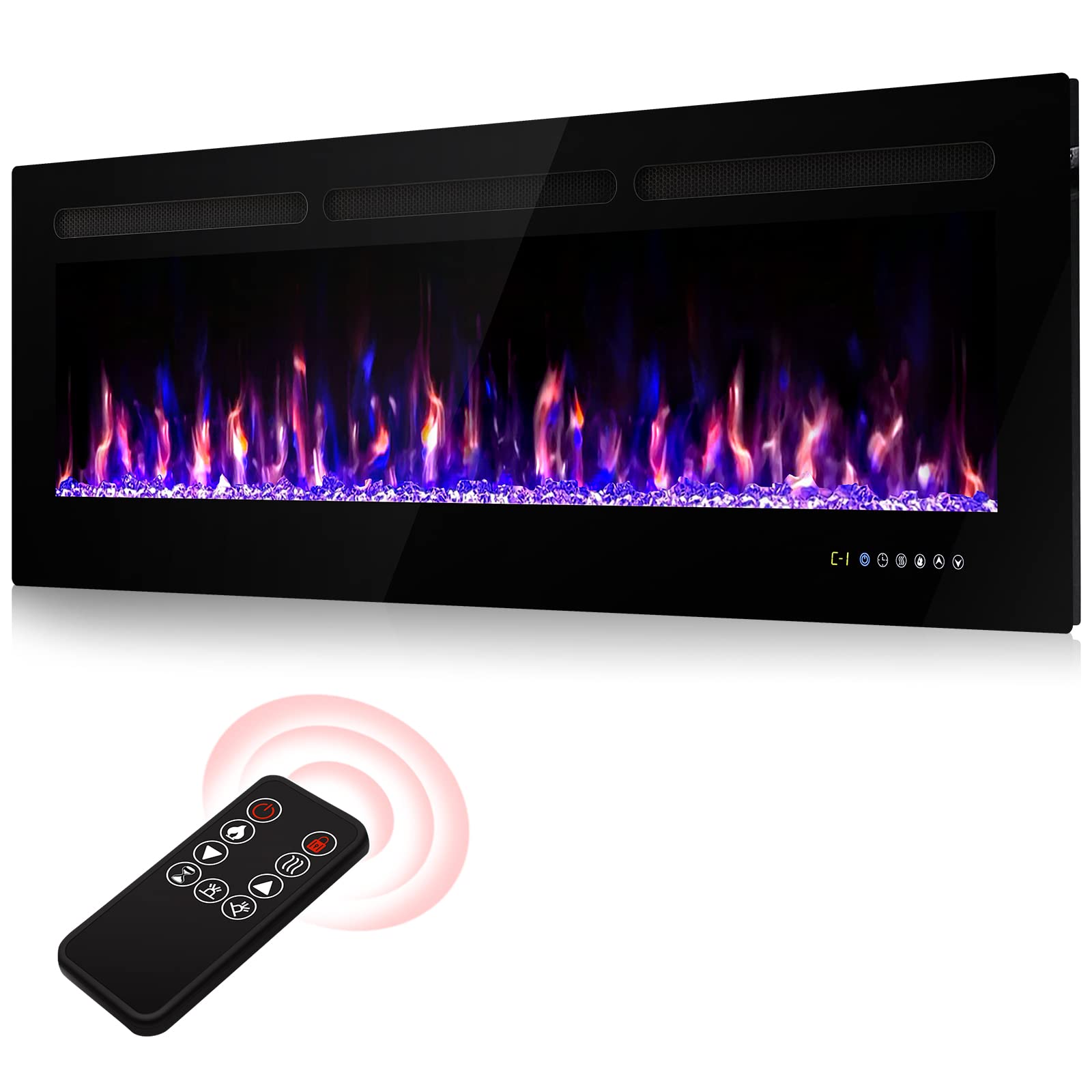 ALPACA 60" Electric Fireplace Recessed and Wall Mounted Linear ...