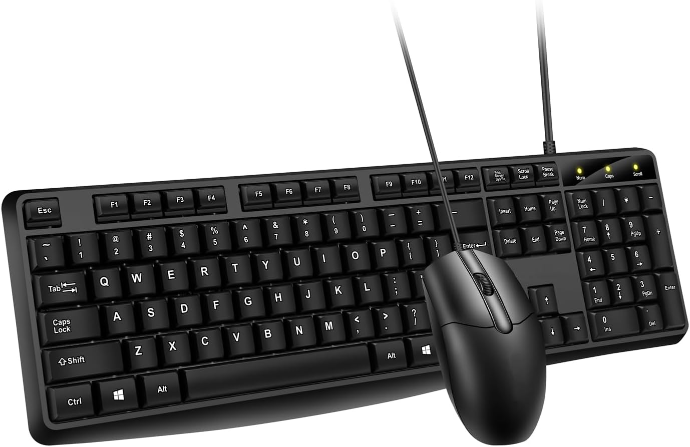 Amazon.com: Wired Keyboard and Mouse, 104 Keys Wired Keyboard with ...