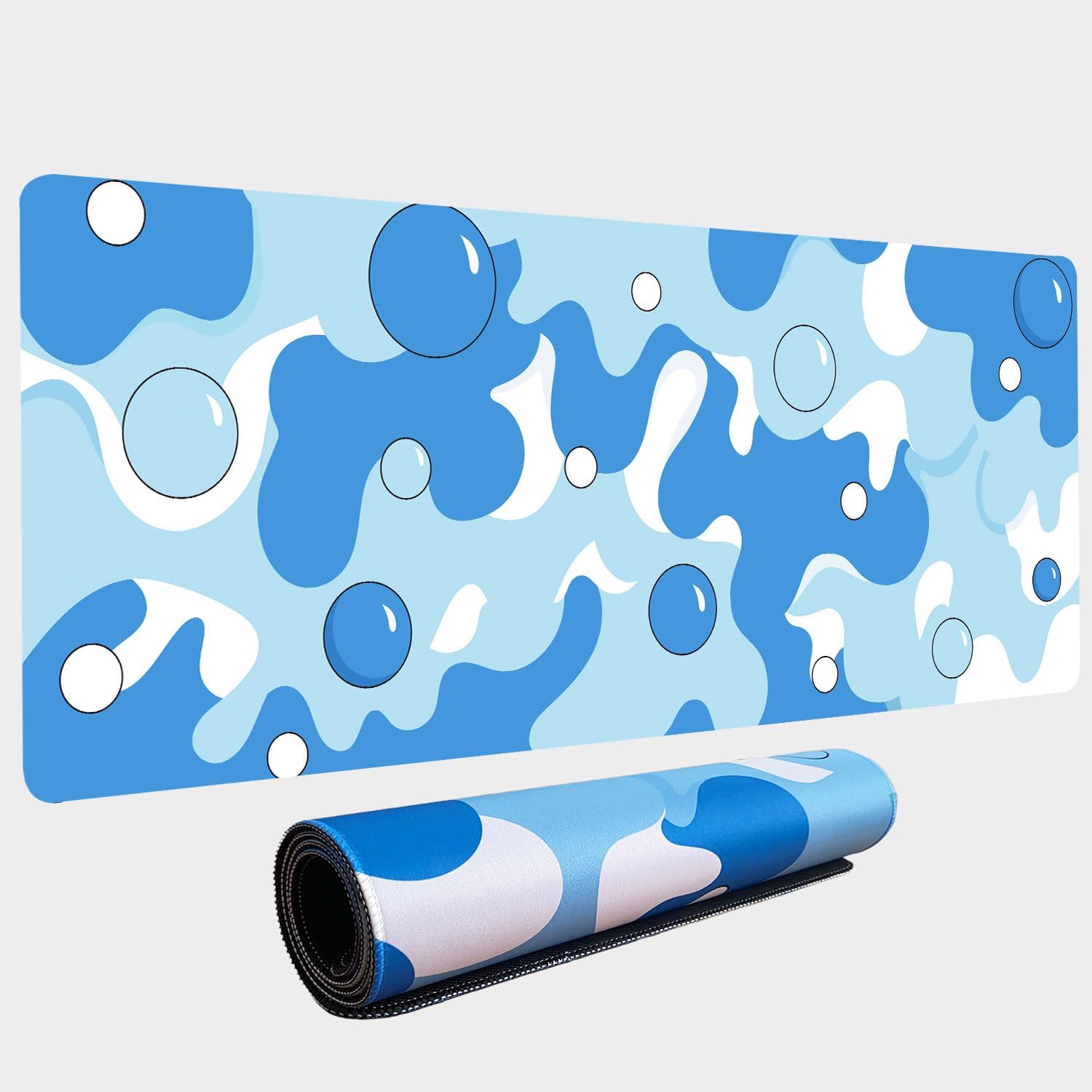 Light Blue White Bubble XXL Mouse Pad,Thicken Waterproof Large Cool ...