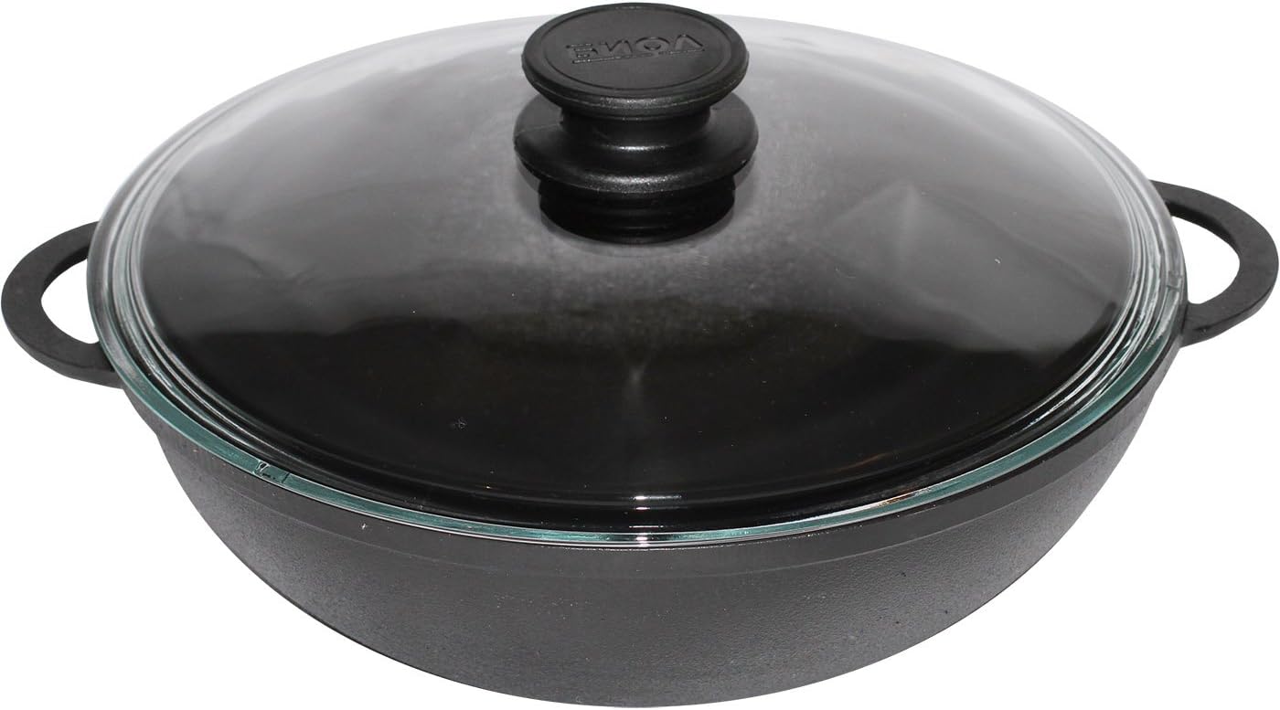 Cast Iron Wok Pan for Healthy Cooking 26 cm with Lid Induction BIOL ...