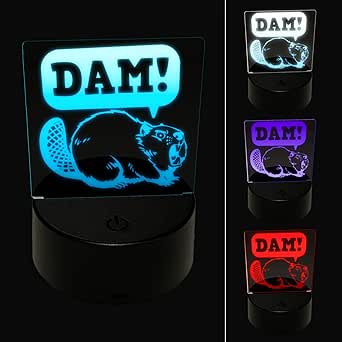 Sniggle Sloth Grumpy Beaver Yelling Dam 3D Illusion LED Night Light ...