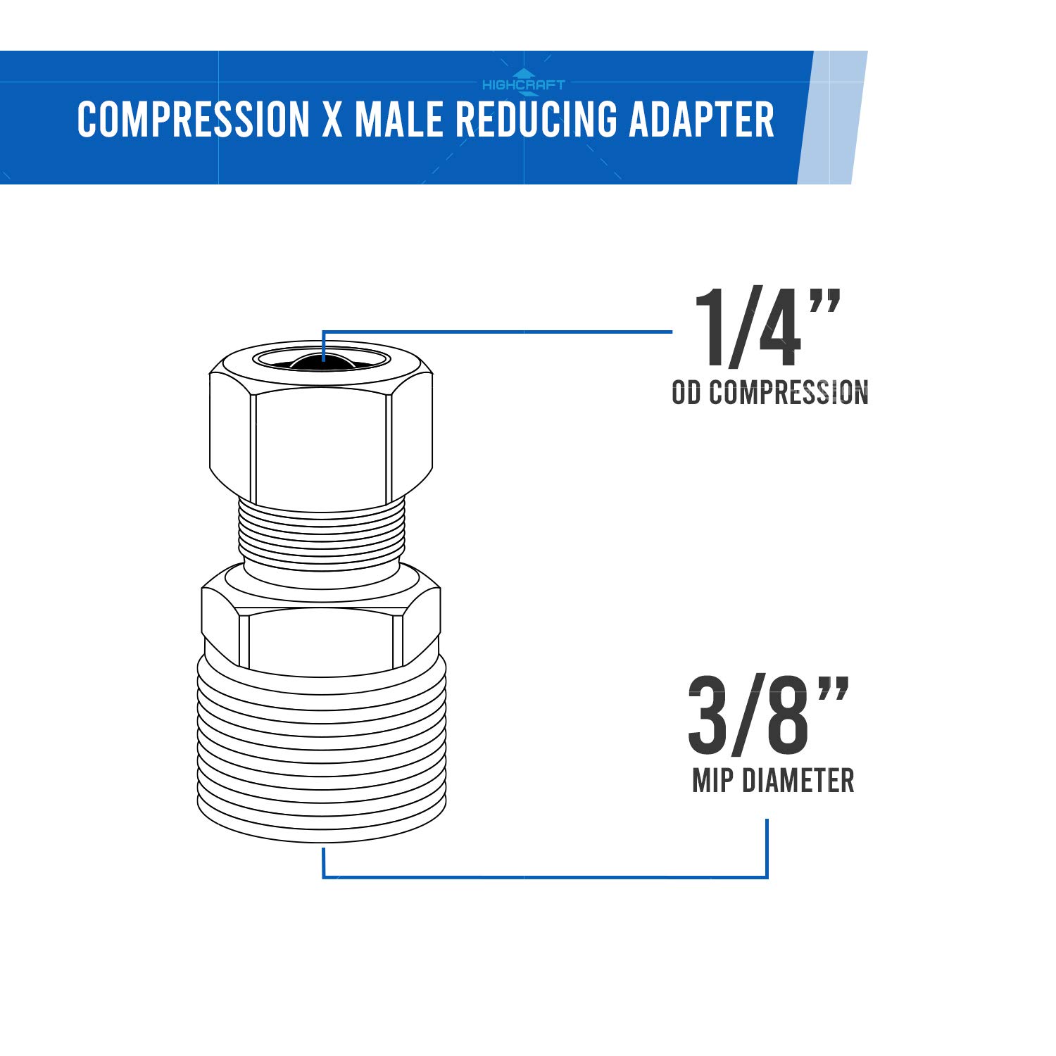 Snapklik.com : Highcraft D68S-1438-OM Compression X Male Reducing Adapter Pipe Fitting 1/4" OD