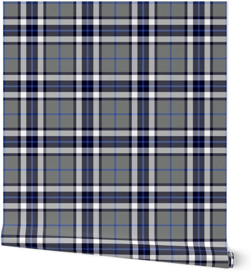 Peel & Stick Wallpaper 3ft x 2ft - Tartan Gray Blue Plaid Scottish Kilt ...