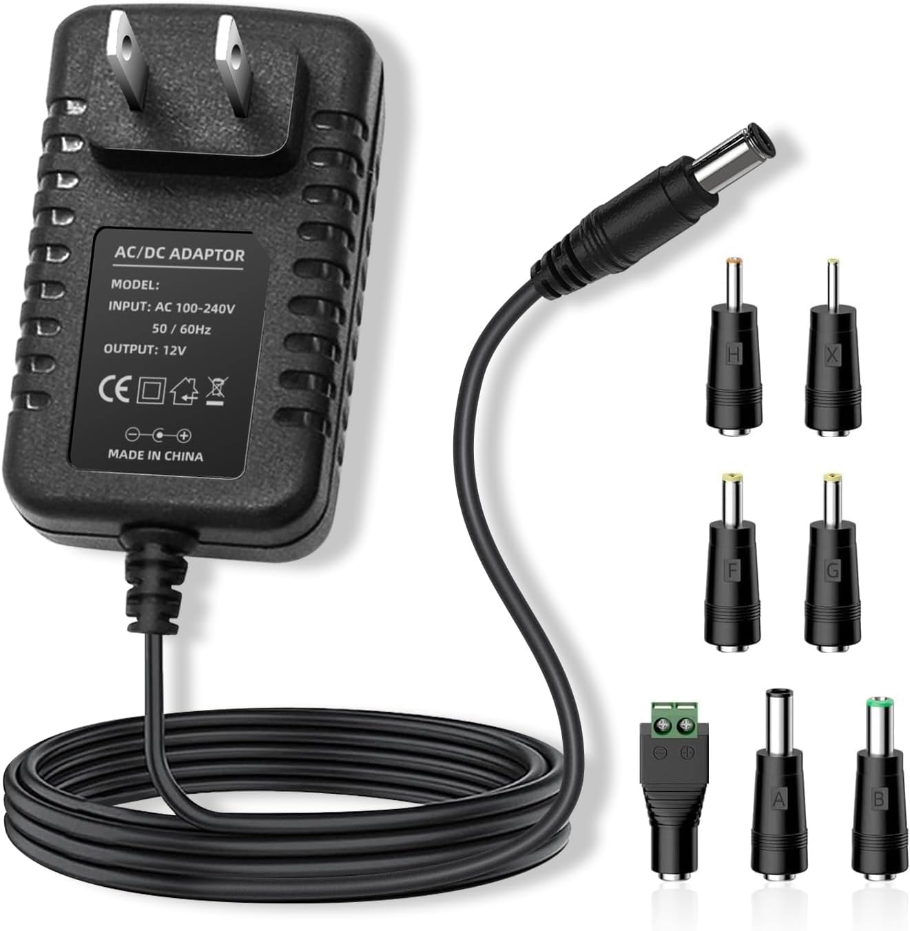 12V 2A Universal AC Power Adapter with 7 Tips, for LED Strip Light, LED ...