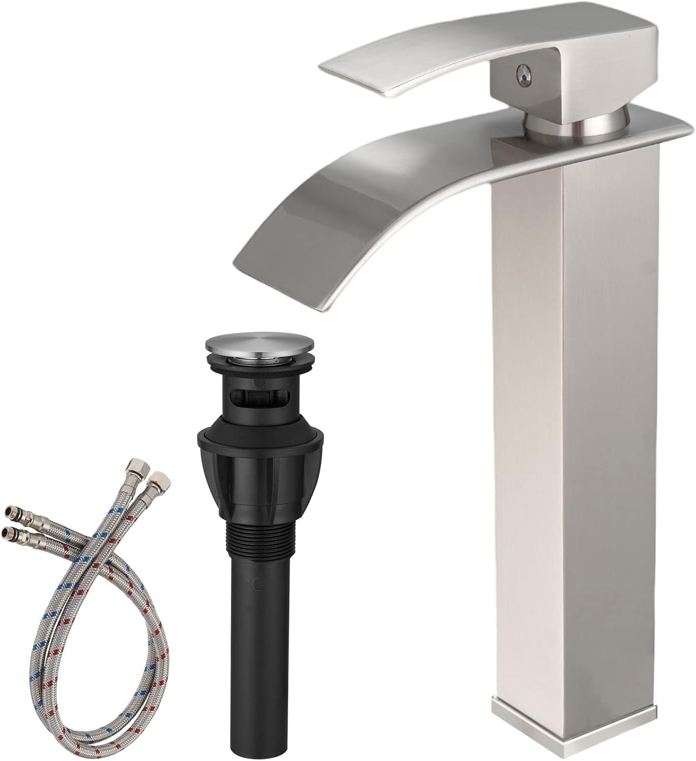 Bathfinesse Waterfall Bathroom Faucet Brushed Nickel Stainless Steel ...
