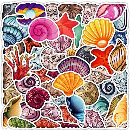 Amazon.com: Sea Shell Stickers [50PCS ], Waterproof Vinyl Sticker for ...