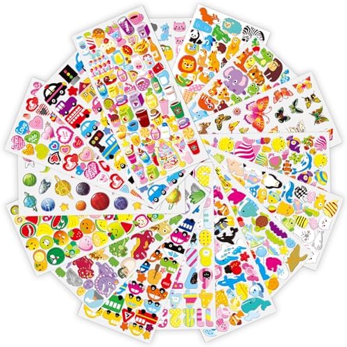 Amazon.com: METISHELL 1500+ Stickers, 3D Puffy Animal Stickers for Kids ...