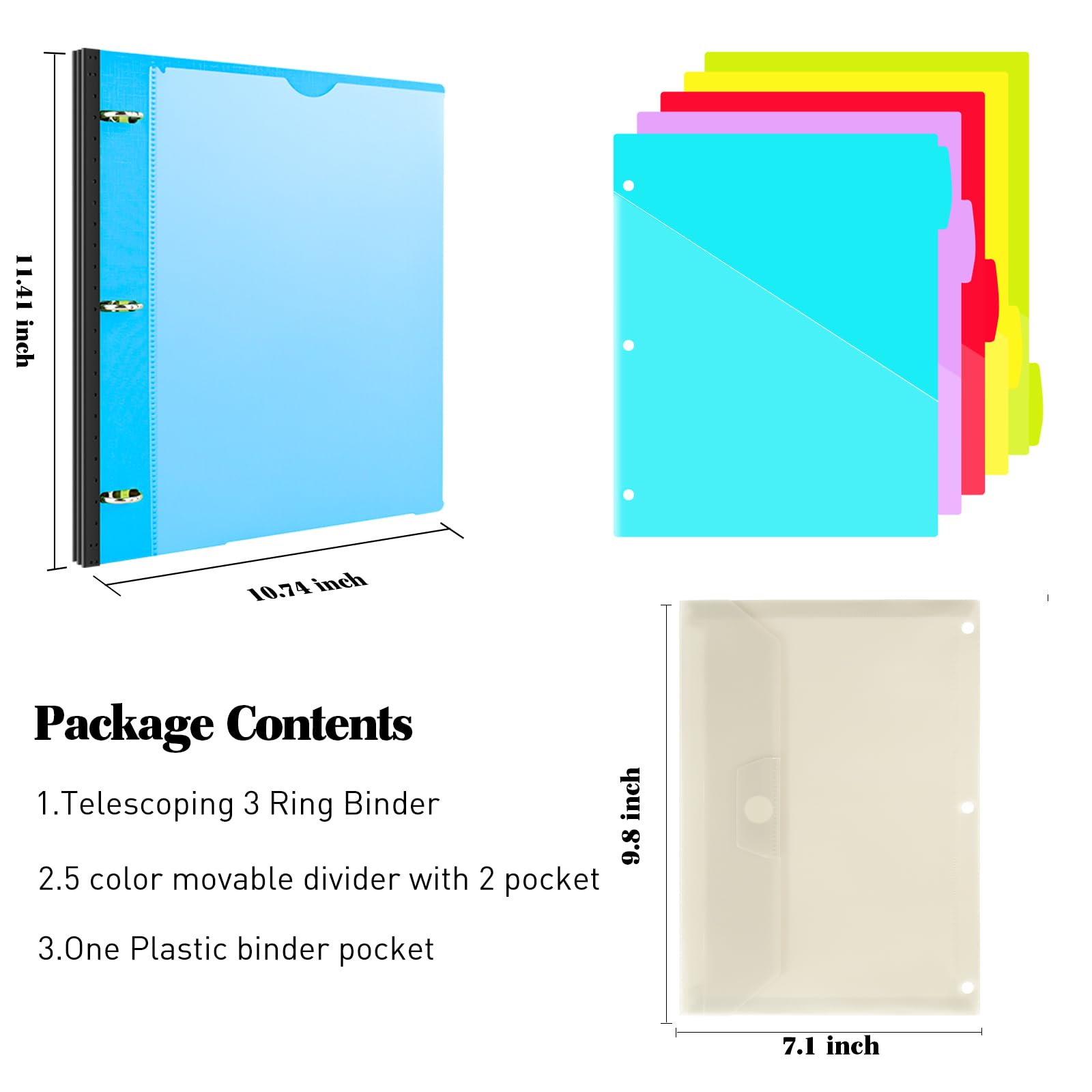 Snapklik.com : INFUN 1 Inch 3-Ring Telescoping Project Organizer Binder