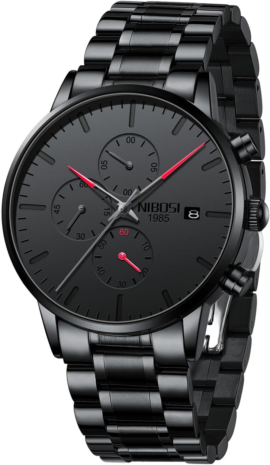 NIBOSI Men's Watches Analog Minimalist Black Dial Watches for Men ...
