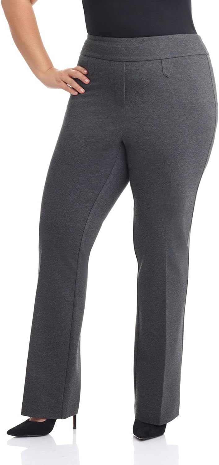 Rekucci Curvy Woman Secret Figure Knit Bootcut Plus Size Pant w/Tummy ...