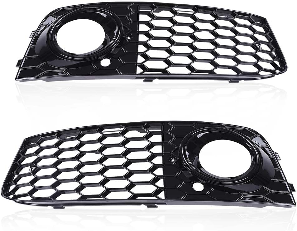 Amazon.com: CHEDA Glossy Black Front Bumper Fog Light Cover Mesh Grille ...
