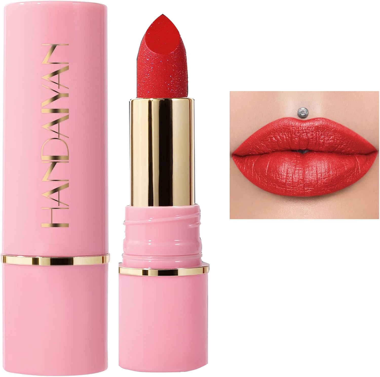 Red Shimmer Lipstick for Women - Long Lasting Red Highly Pigmented ...