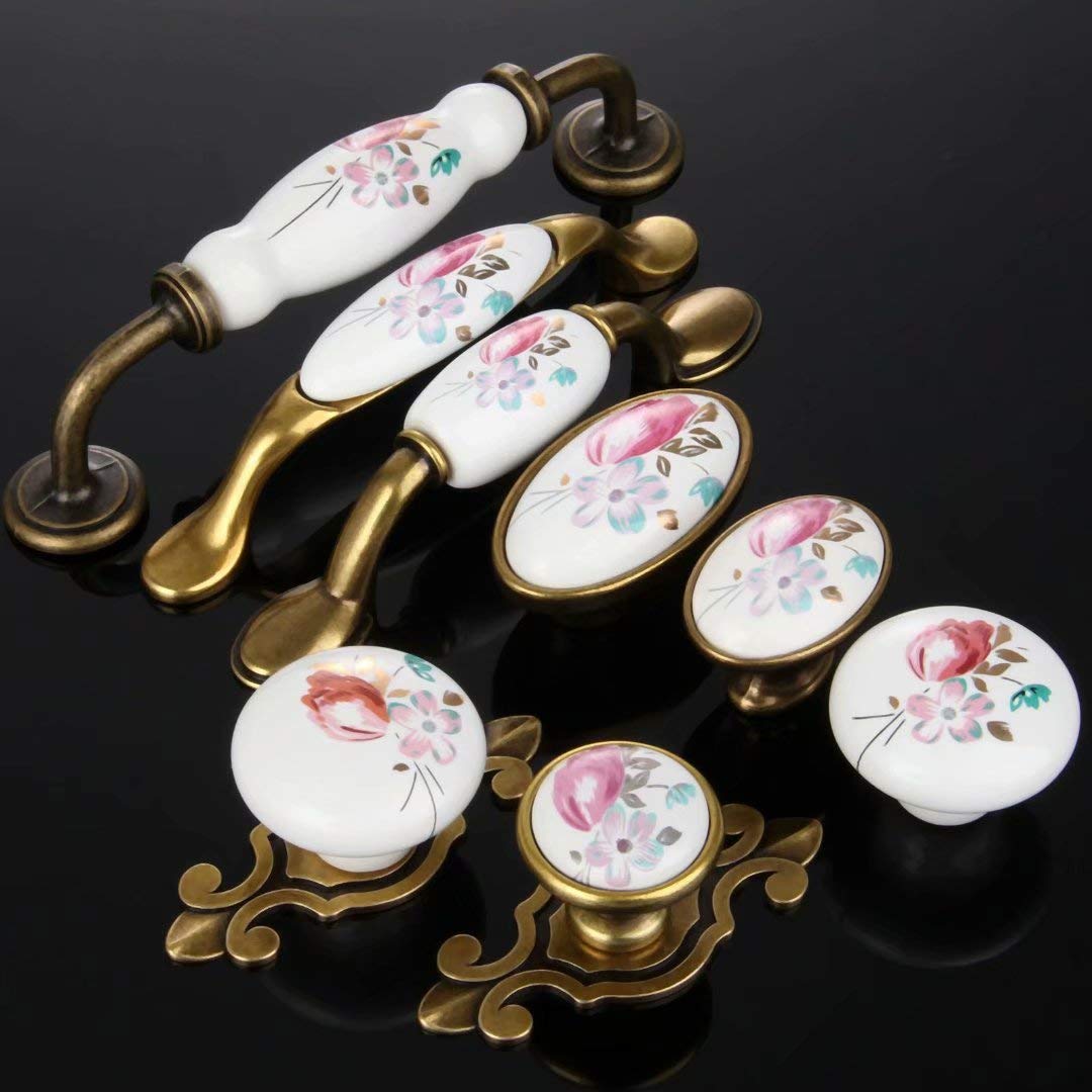 Design Fungo Dipinto A Mano 10 Pomelli In Ceramica Fiore FBSHOP - 32 Mm ...