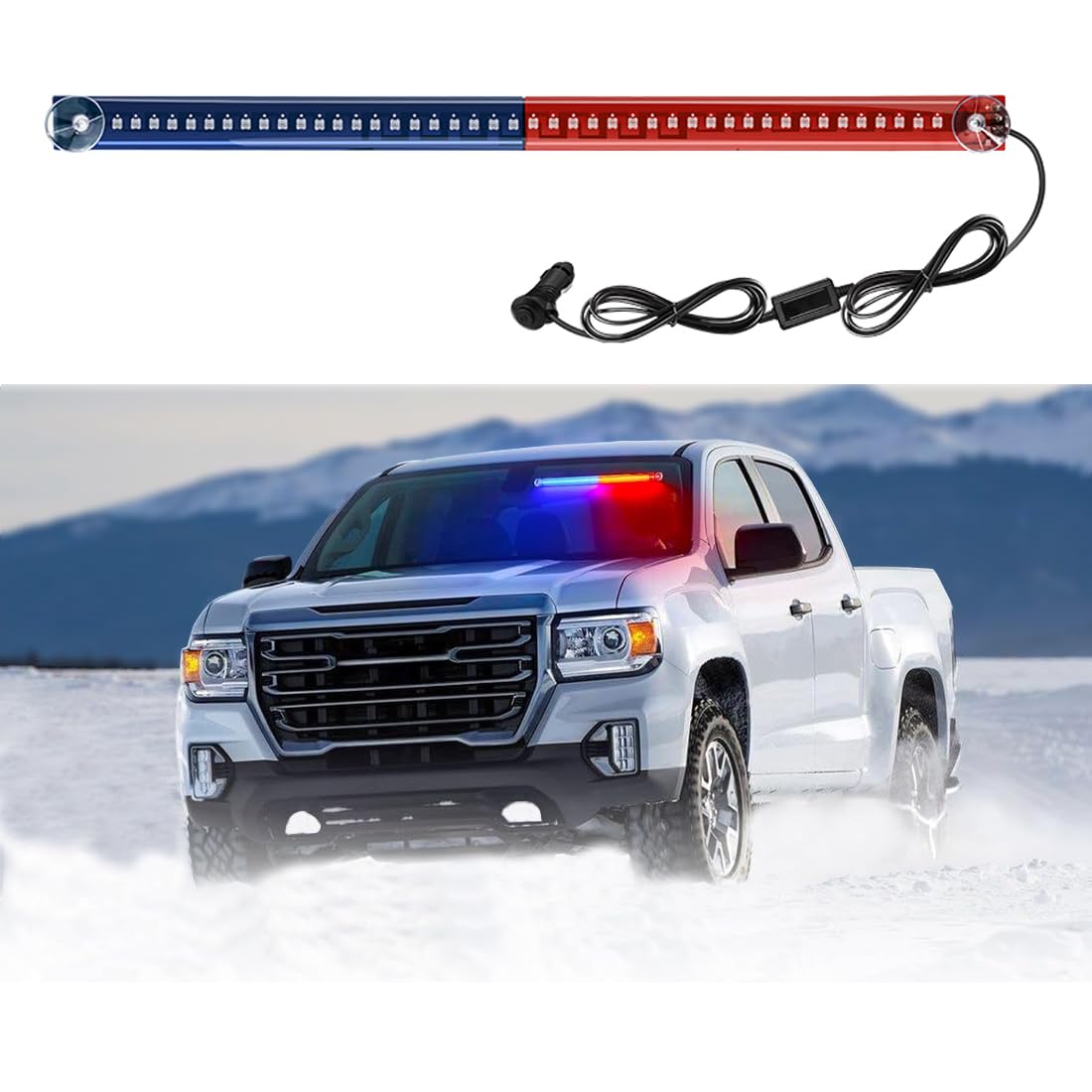 Snapklik.com : Lcxecnw LED Red/blue Windscreen Emergency Flashing Light Bar