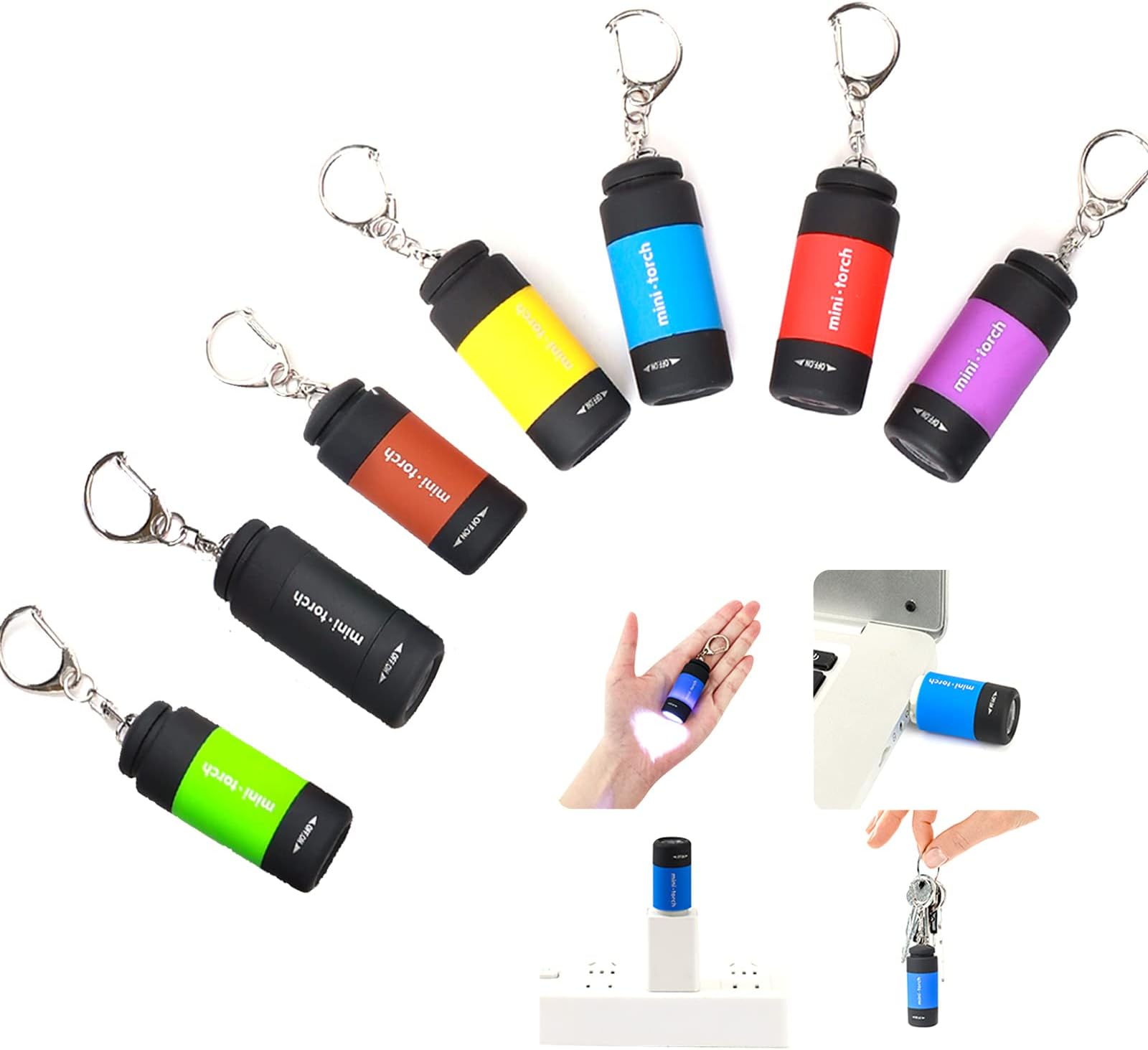 Mini Keychain Flashlight, 50 Lumen USB Rechargeable Small Pocket LED ...