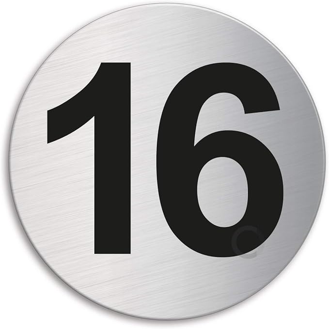 Door Number 16 Stainless Steel dia. 60 mm self-adhesive7294-16 : Amazon ...