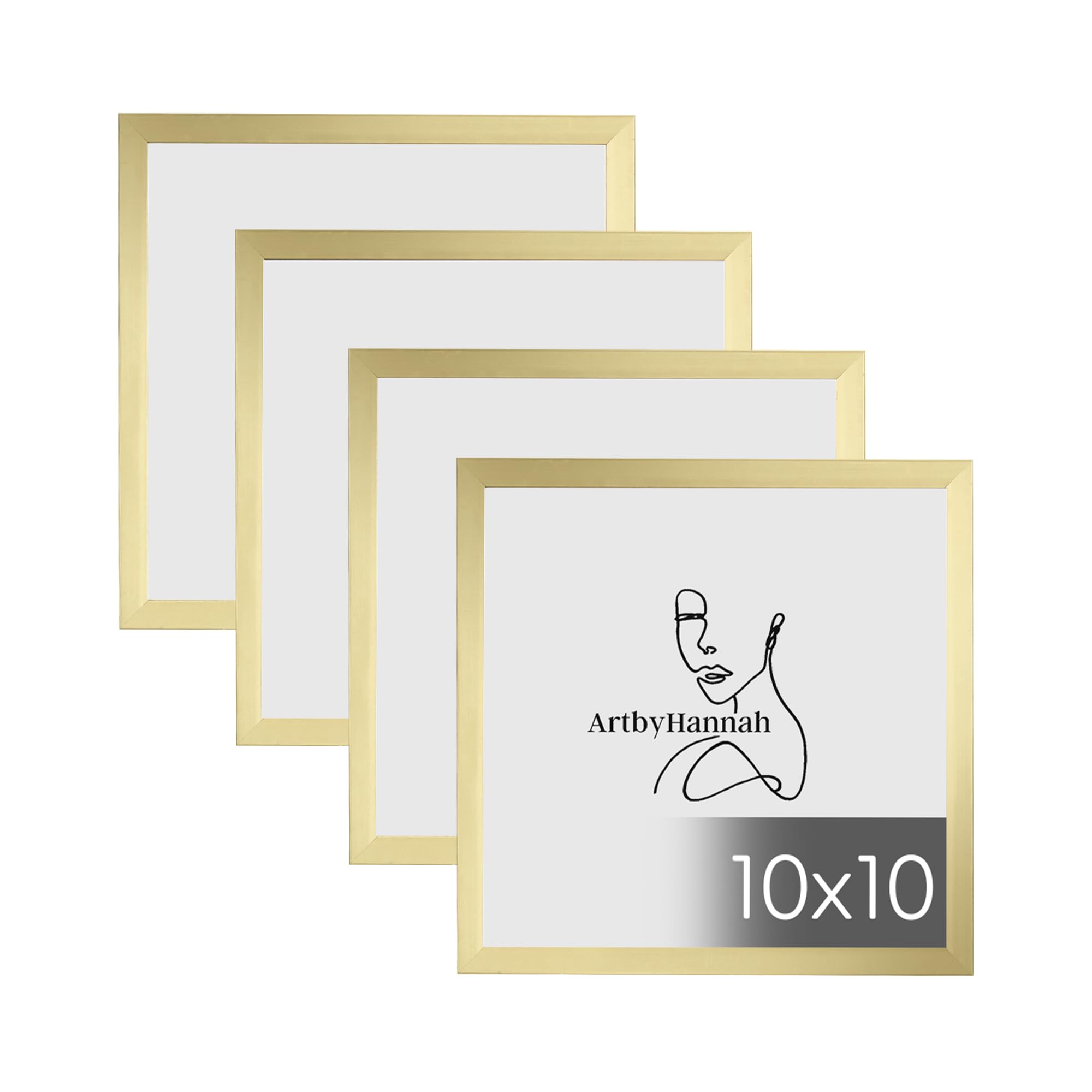 Amazon.com - ArtbyHannah 10x10 Picture Frame Set of 4, Gold Picture ...