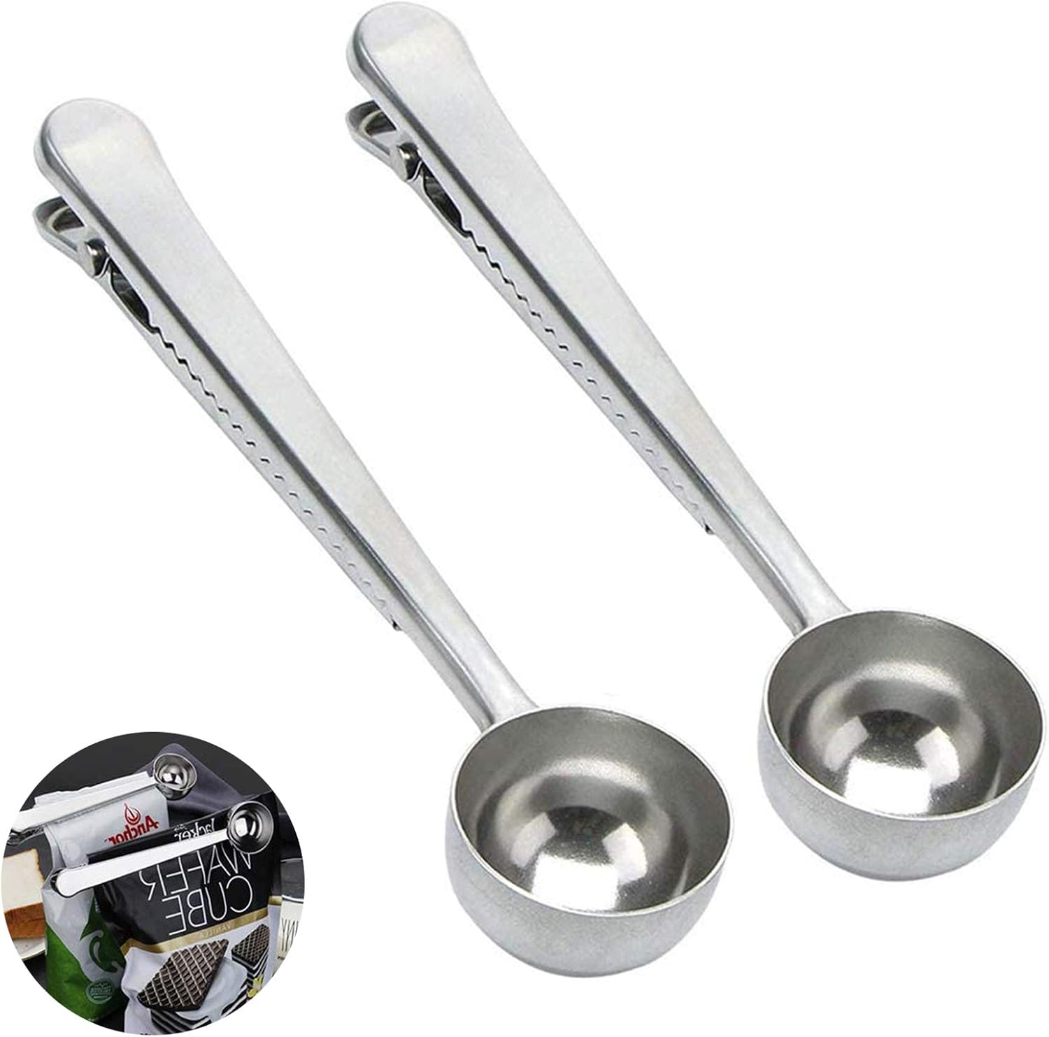 Amazon.com: Coffee Scoop Clip Stainless Steel Tablespoon Coffee Spoon ...