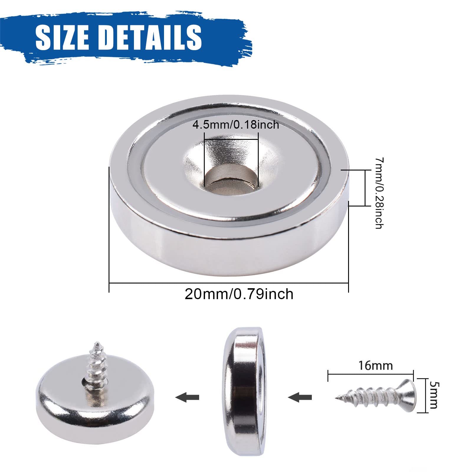 Snapklik.com : MAGXCENE Strong Neodymium Magnets, 25 LBS Round Base